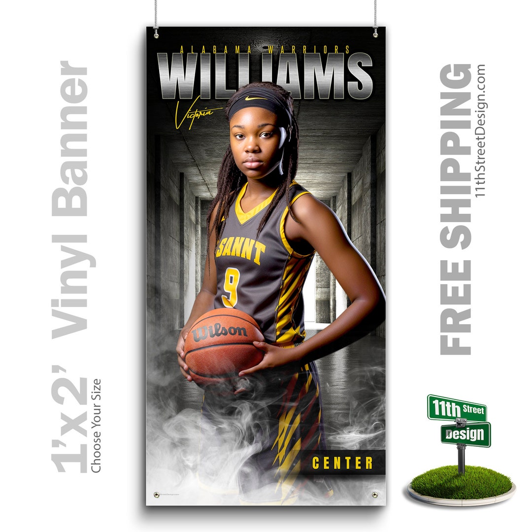 Custom-printed Vinyl Basketball Banner, Weatherproof High School Senior ...