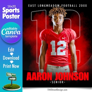 Football Poster Canva Template, Design Your Own Custom Senior Football ...