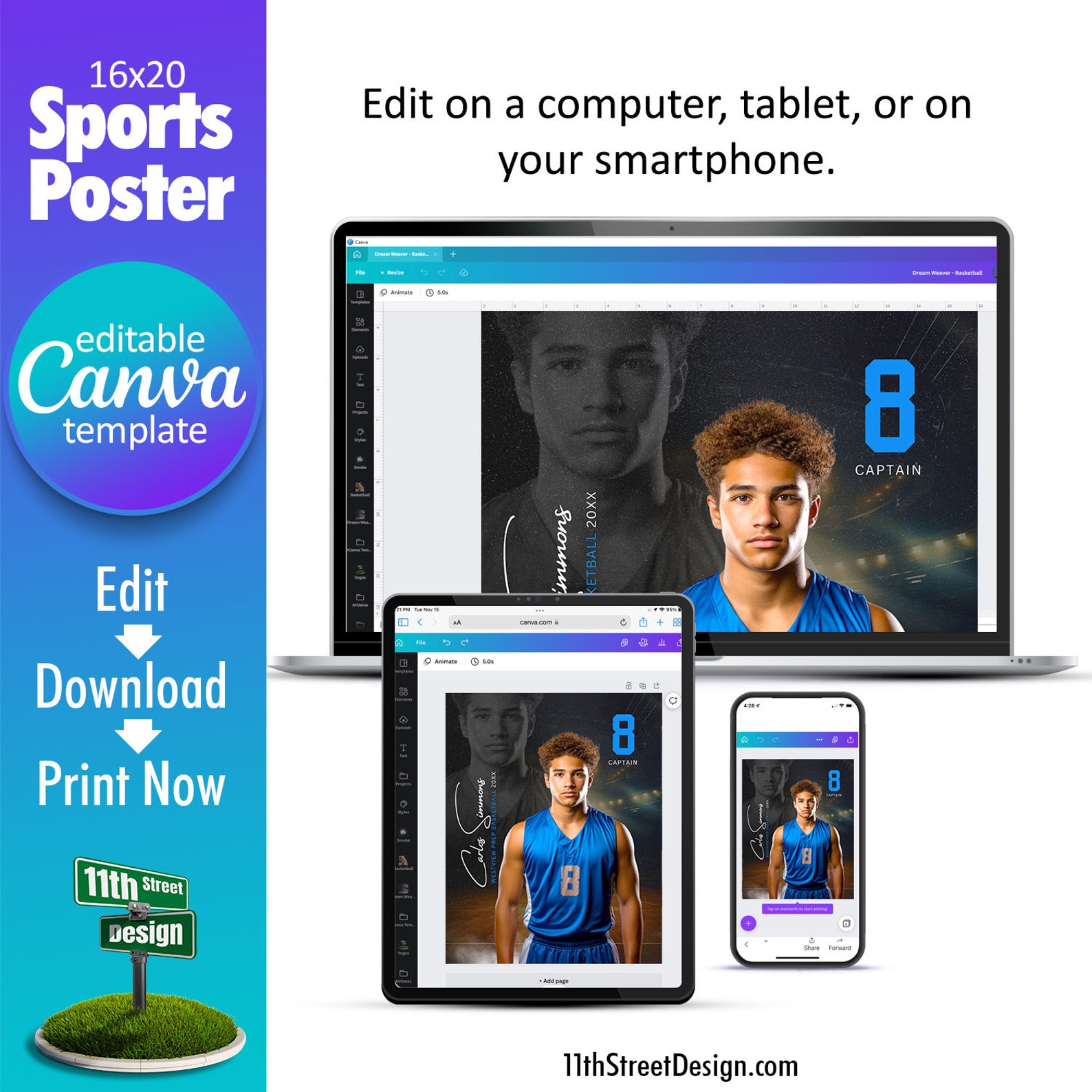 Basketball Poster Canva Template, Design Your Own Custom Senior ...