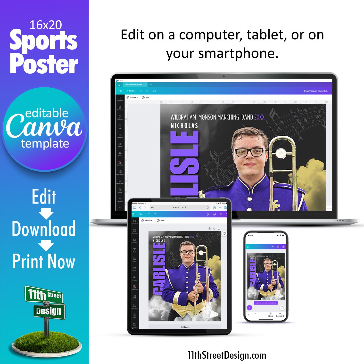 Marching Band Poster Canva Template, Design Your Own Custom Senior ...