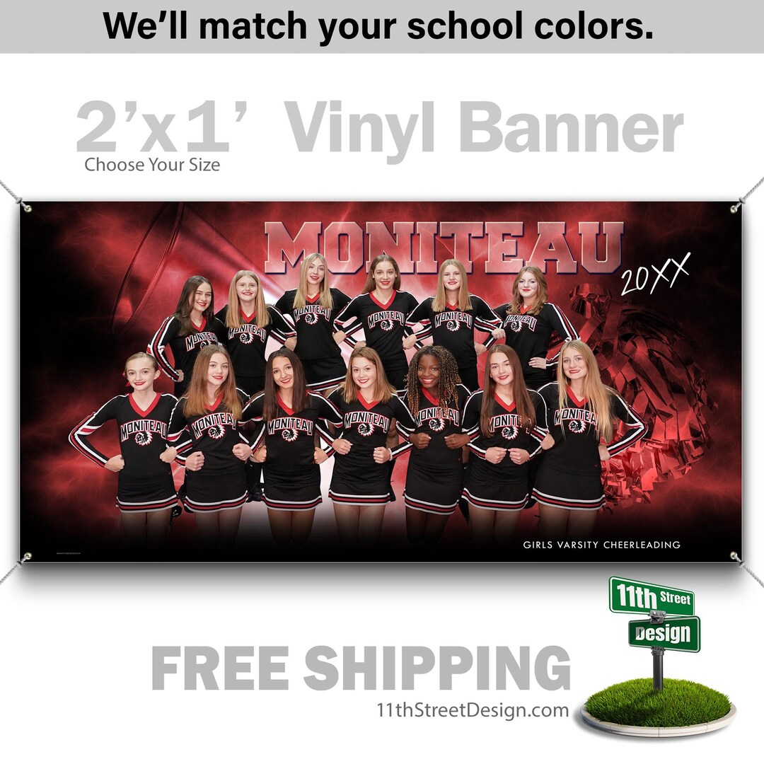 Custom-printed Vinyl Cheer Team Banner, Weatherproof High School Senior ...