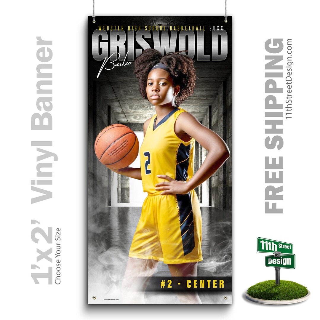 Custom-printed Vinyl Basketball Banner, Weatherproof High School Senior ...