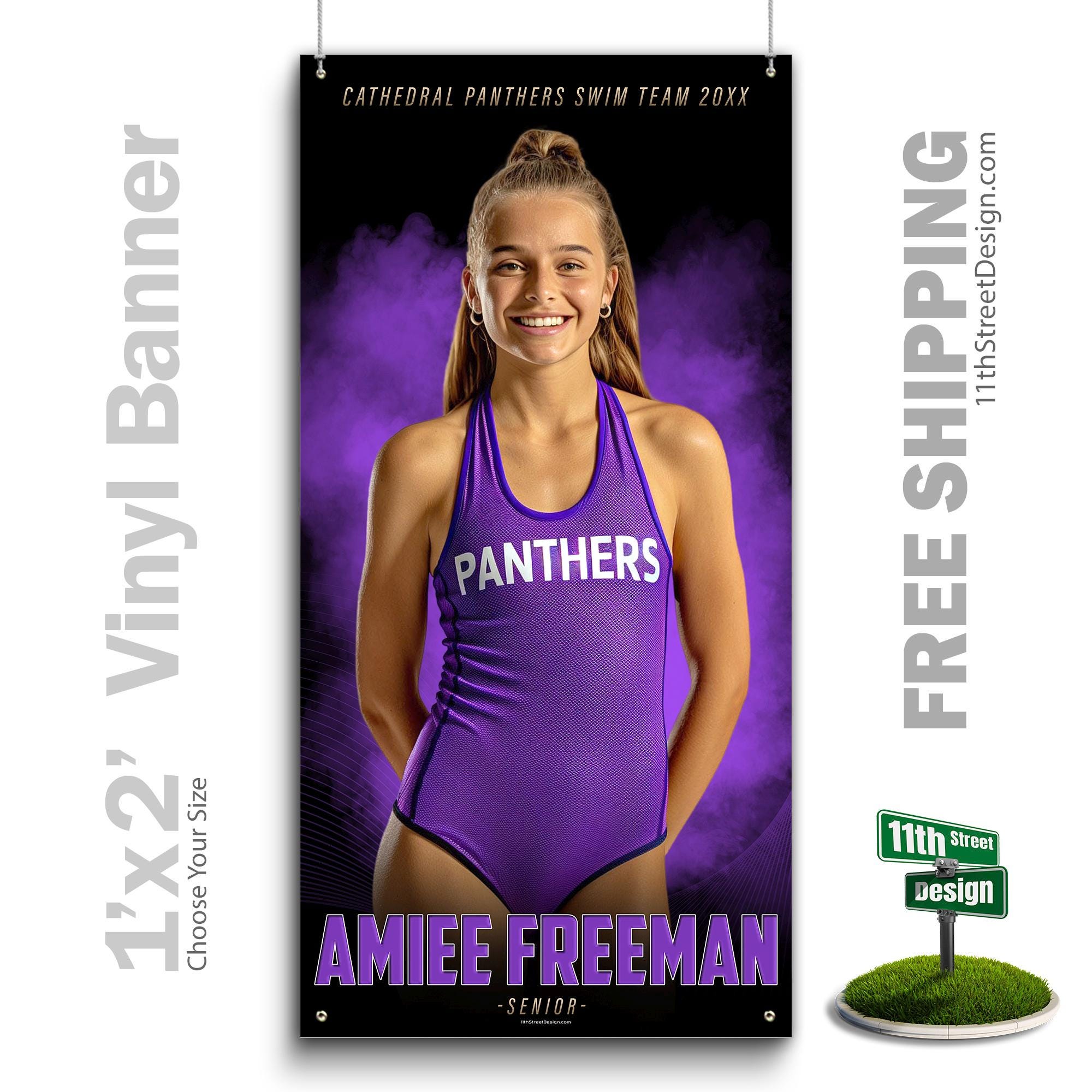 Custom-printed Vinyl Swimming Banner, Weatherproof High School Senior ...