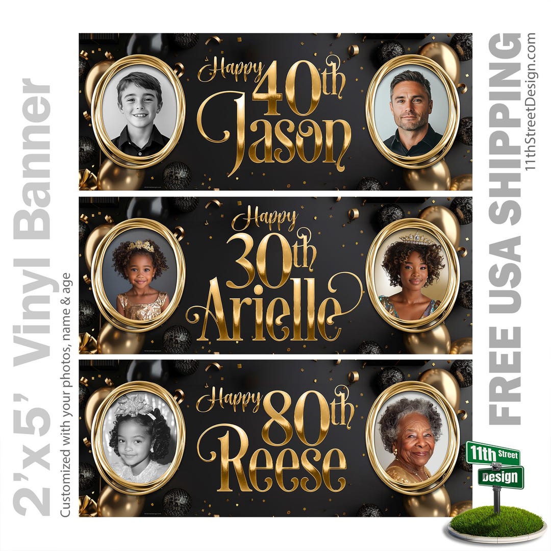 Customer Birthday Face Photo Banner, Personalized 21st, 30th, 40th ...