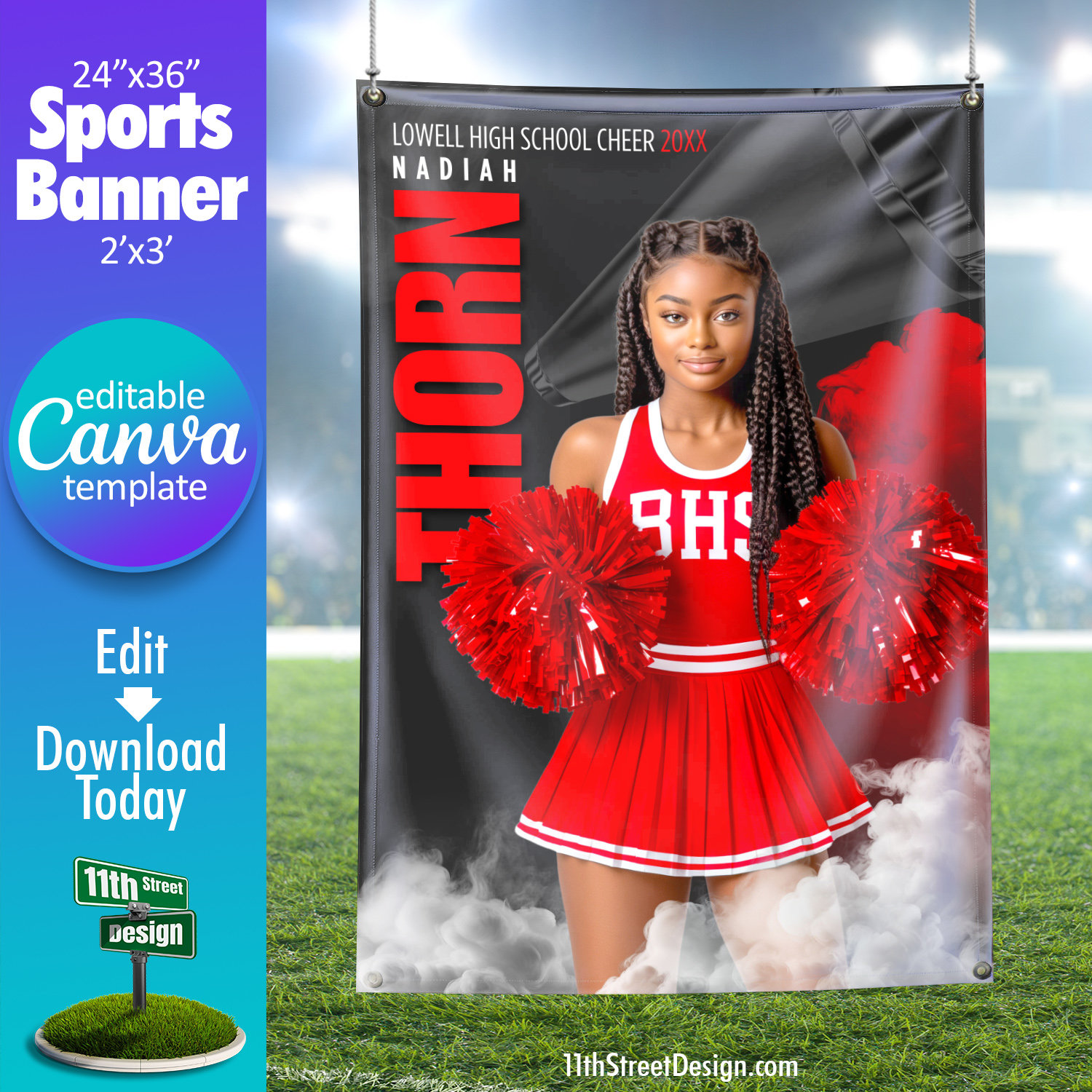 Cheerleader Banner Canva Template, Design Your Own Custom Senior Cheer ...