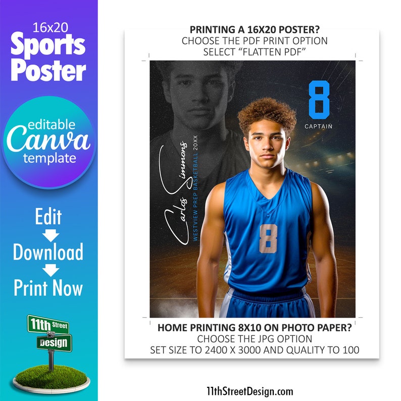 Basketball Poster Canva Template, Design Your Own Custom Senior ...