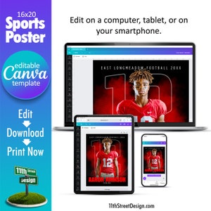 Football Poster Canva Template, Design Your Own Custom Senior Football ...