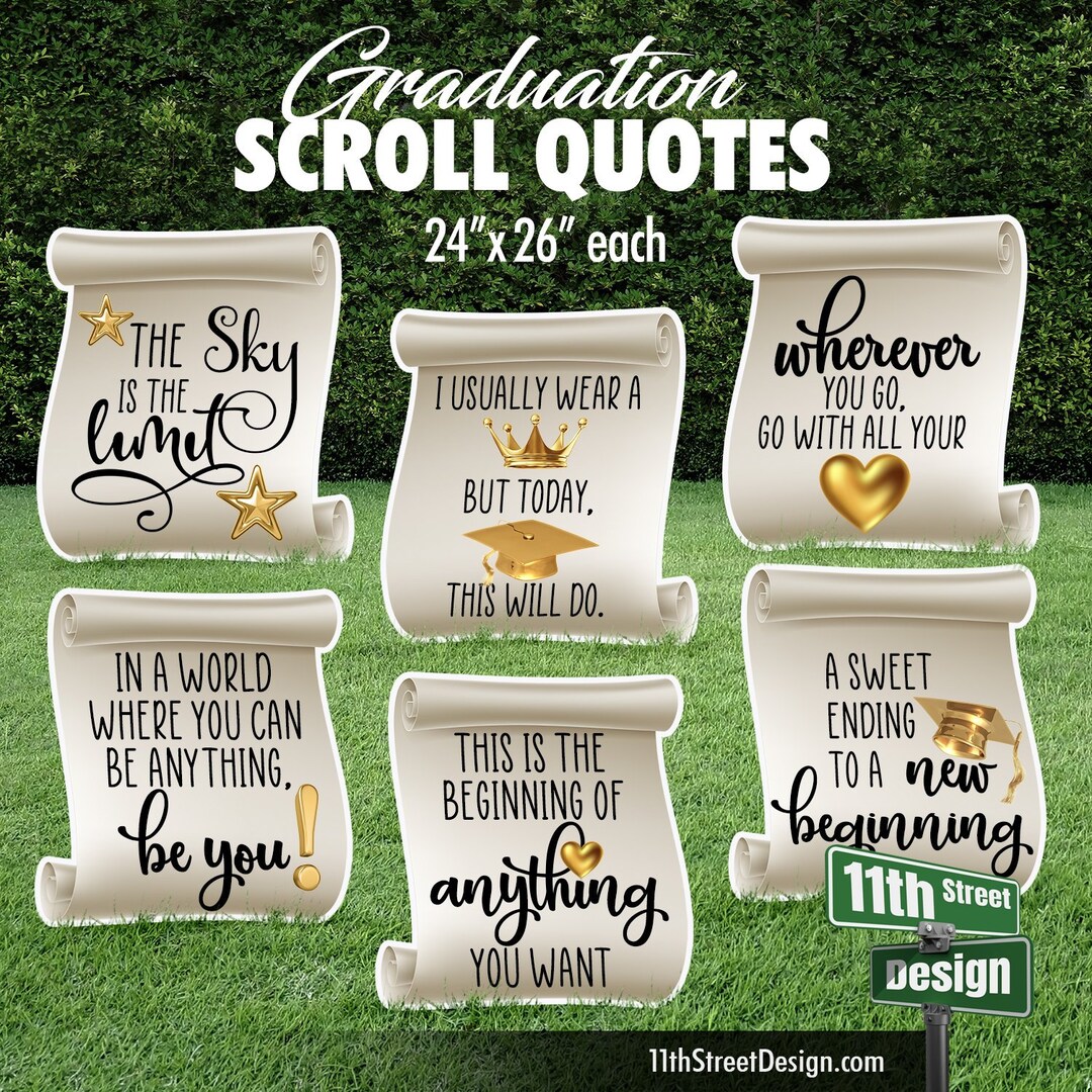 Graduation Scroll Quotes Set, Yard Card Setup Fillers, Grad Party Yard ...