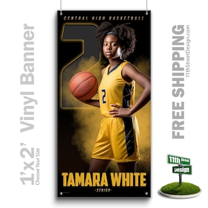 Custom-printed Vinyl Basketball Banner, Weatherproof High School Senior ...