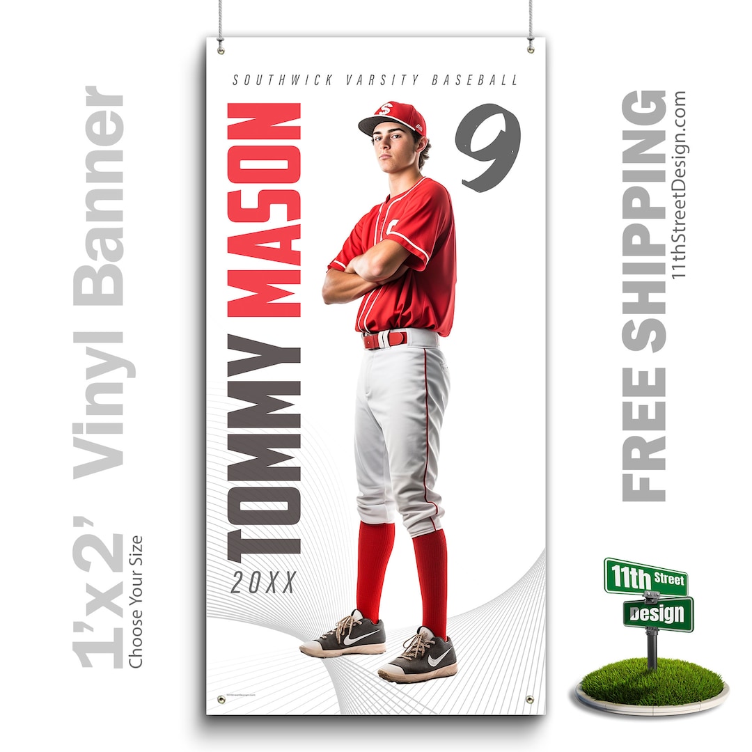 Custom-printed Vinyl Baseball Banner, Weatherproof High School Senior ...