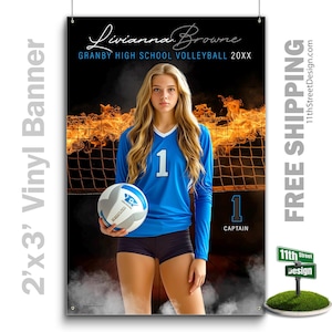Custom-printed Vinyl Volleyball Banner, Weatherproof High School Senior ...