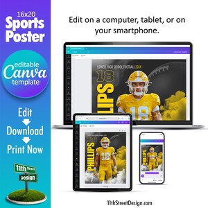 Football Poster Canva Template, Design Your Own Custom Senior Football ...