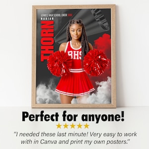 Cheerleader Poster Canva Template, Design Your Own Custom Senior Cheer ...