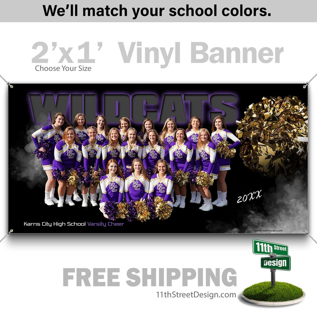 Custom-printed Vinyl Cheer Team Banner, Weatherproof High School Senior ...