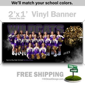 Custom-printed Vinyl Cheer Team Banner, Weatherproof High School Senior ...