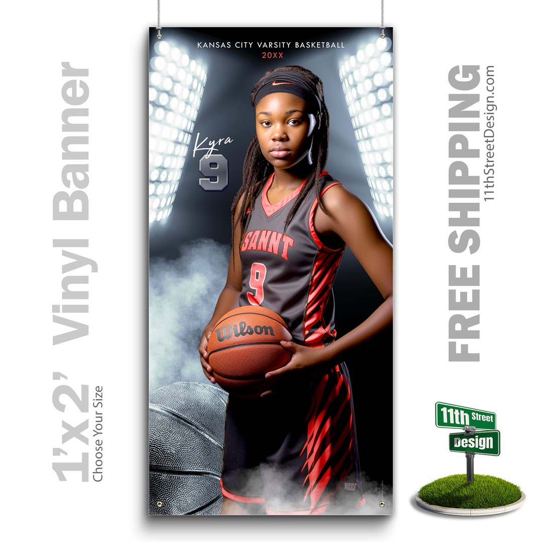 Custom-printed Vinyl Basketball Banner, Weatherproof High School Senior ...