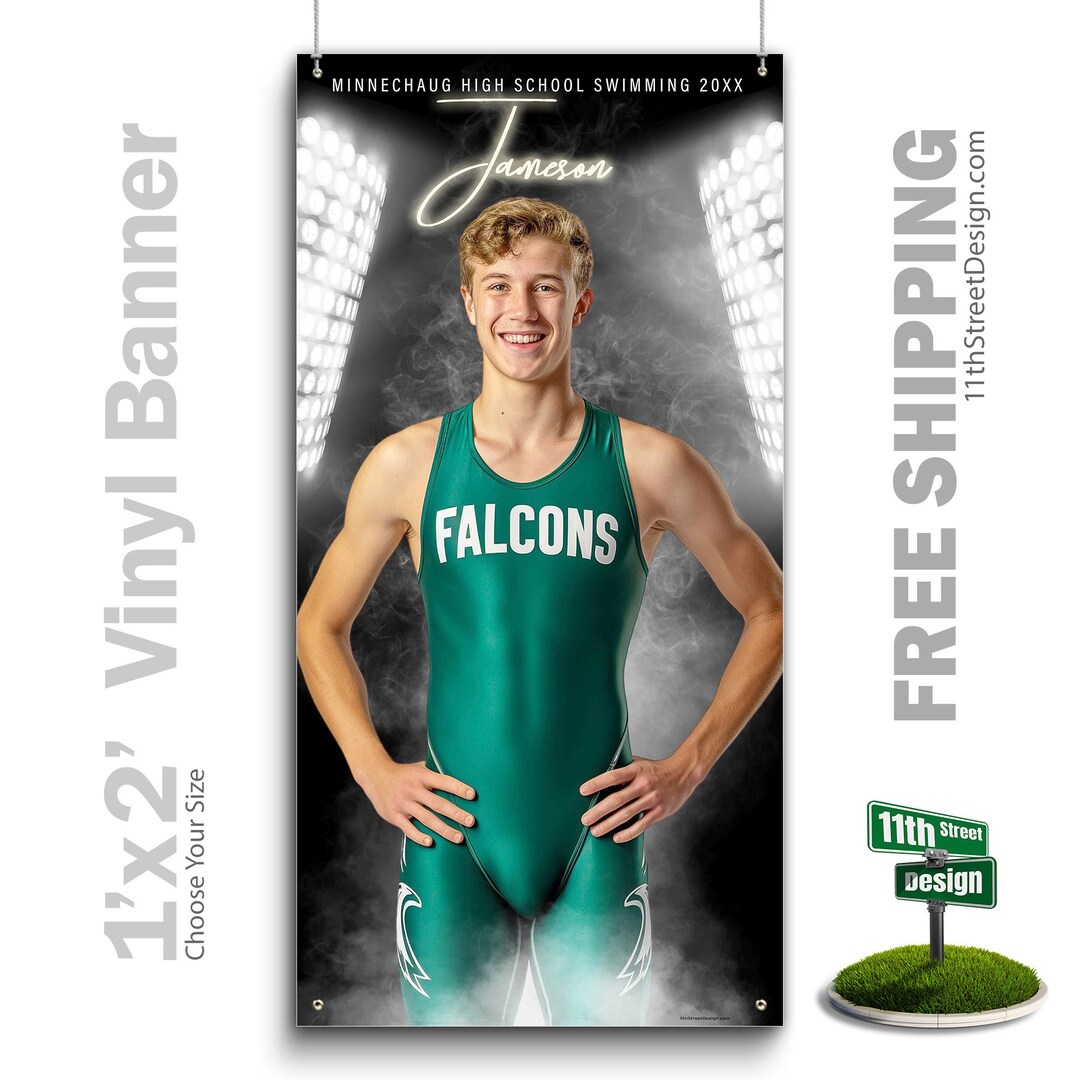 Custom-printed Vinyl Swimming Banner, Weatherproof High School Senior ...
