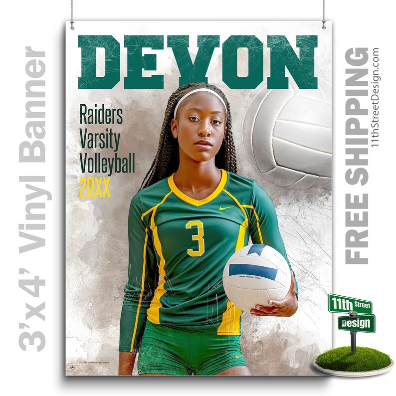 Custom-printed Vinyl Volleyball Banner, Weatherproof High School Senior ...