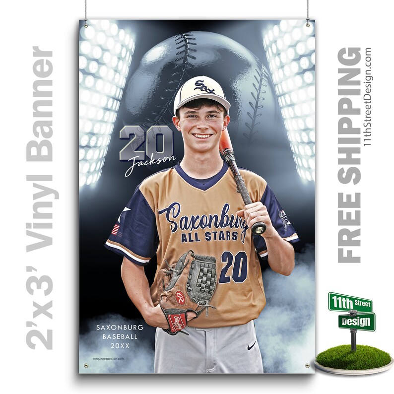 Custom-printed Vinyl Baseball Banner, Weatherproof High School Senior ...