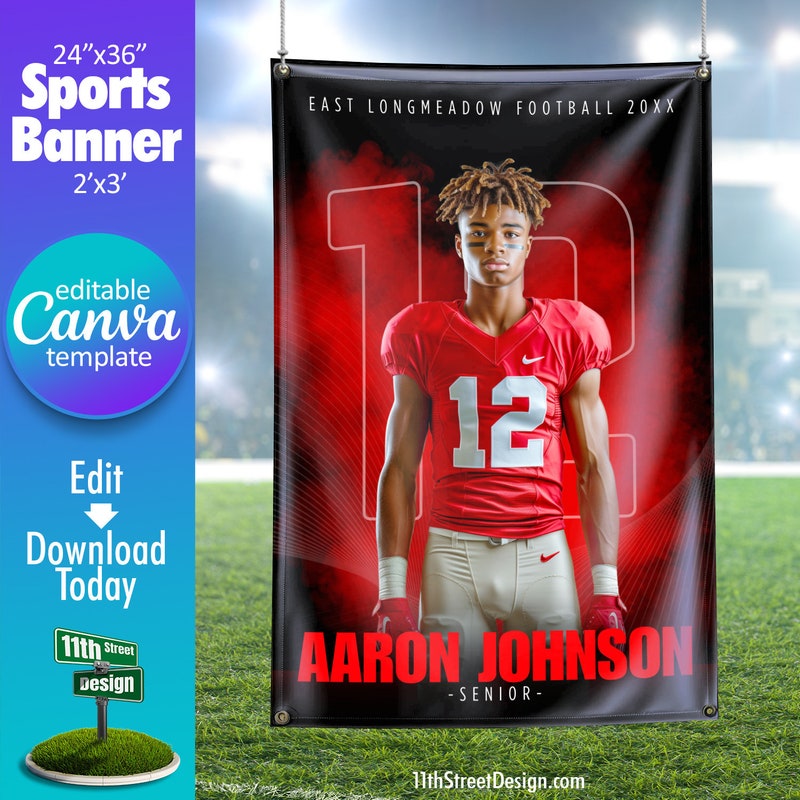Senior Football Banner Canva Template - Etsy