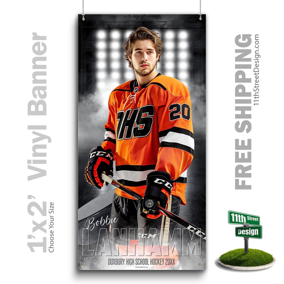 Custom-printed Vinyl Hockey Banner, Weatherproof High School Senior ...