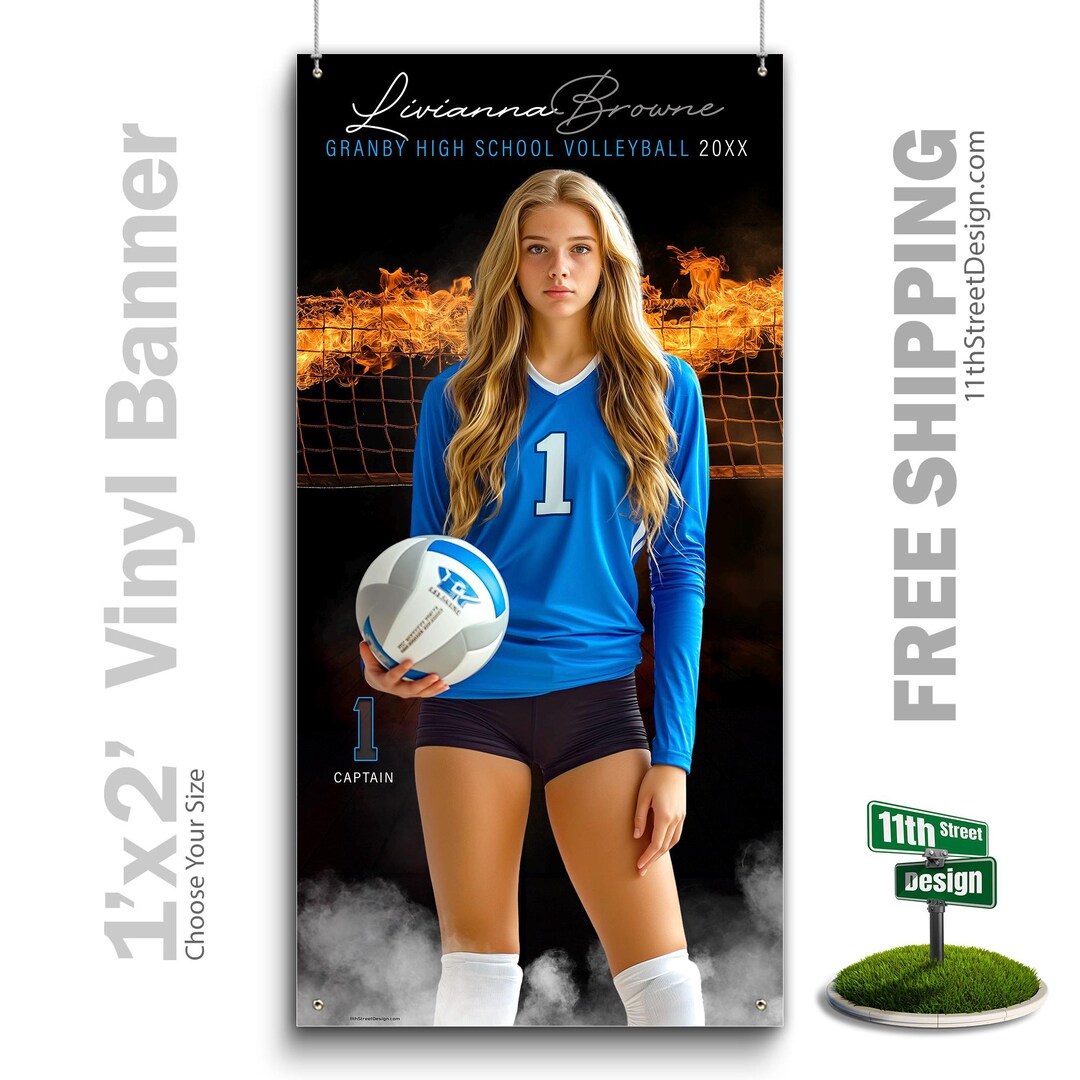 Custom-printed Vinyl Volleyball Banner, Weatherproof High School Senior ...