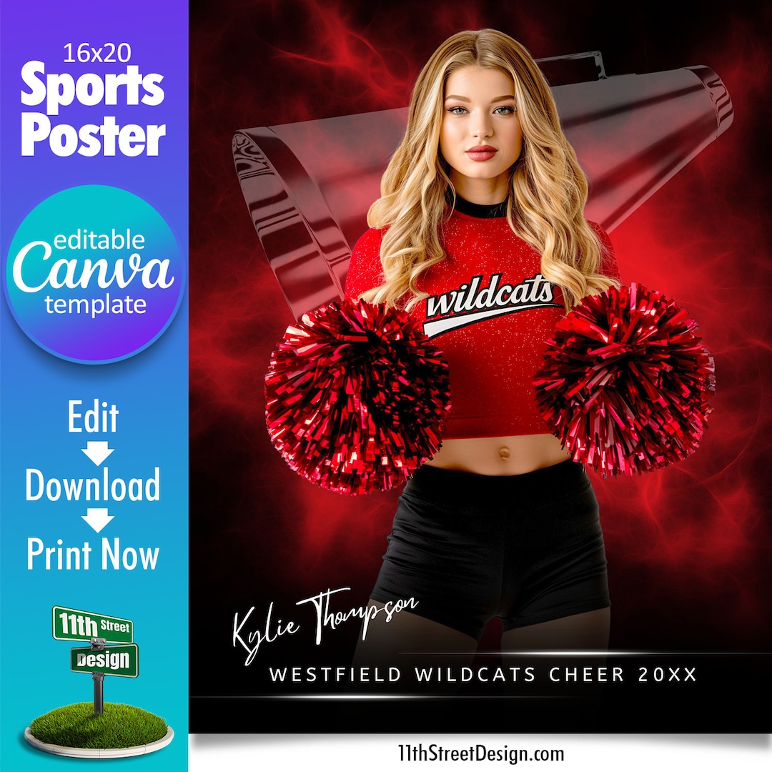 Cheerleader Poster Canva Template, Design Your Own Custom Senior Cheer ...