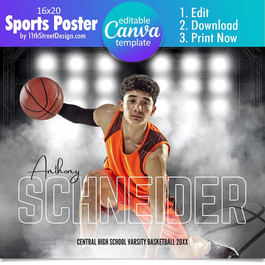 Basketball Poster Canva Template, Design Your Own Custom Senior ...