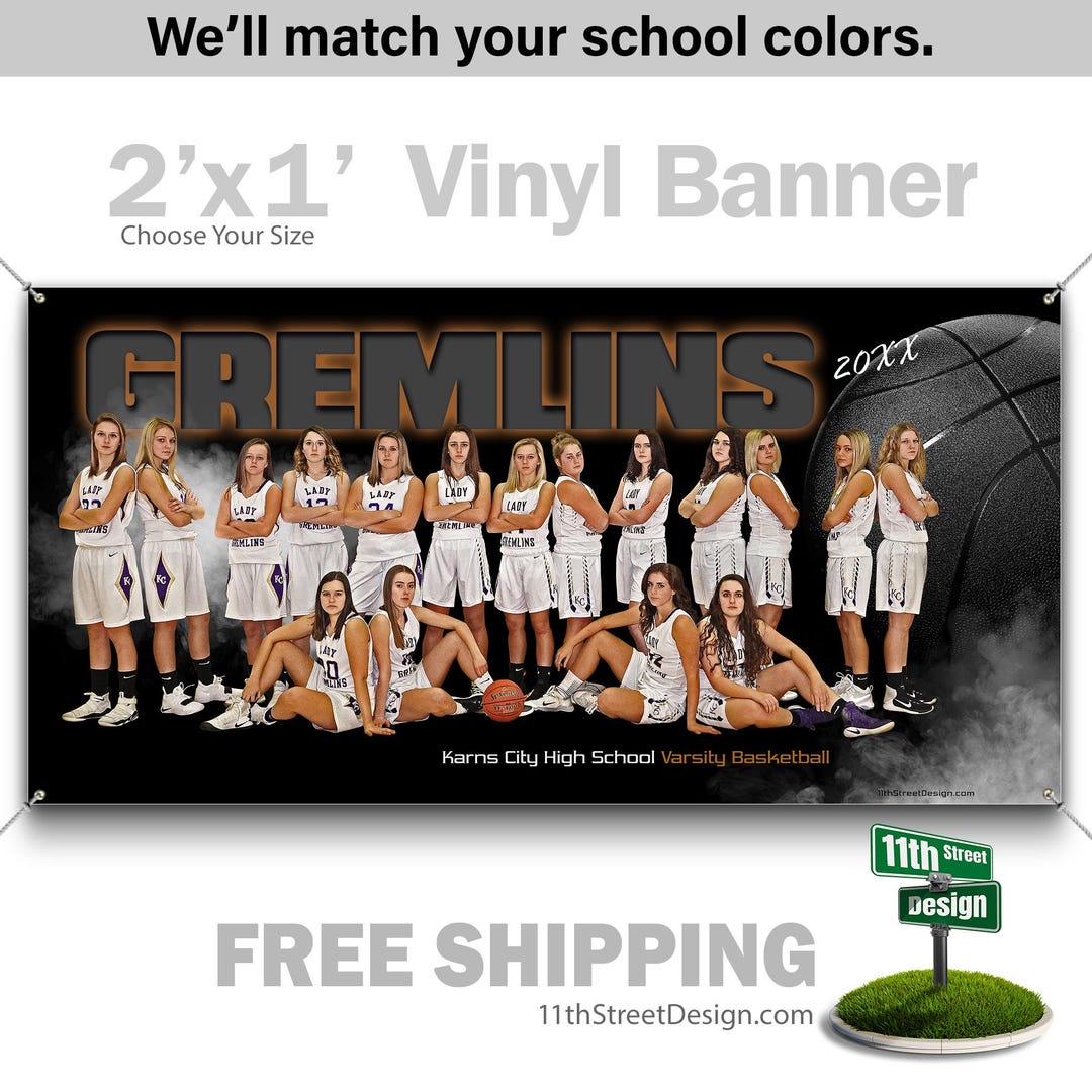 Custom-printed Vinyl Basketball Team Banner, Weatherproof High School ...