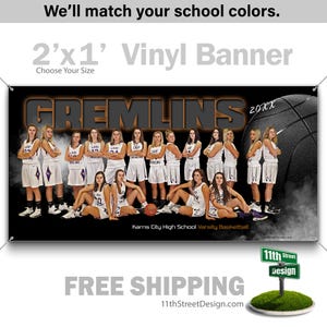 Custom-printed Vinyl Basketball Team Banner, Weatherproof High School ...