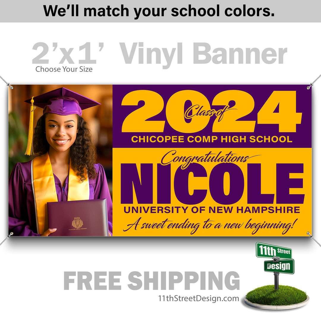 Graduation Banner Custom Photo Sign, Personalized Graduation Yard Sign ...