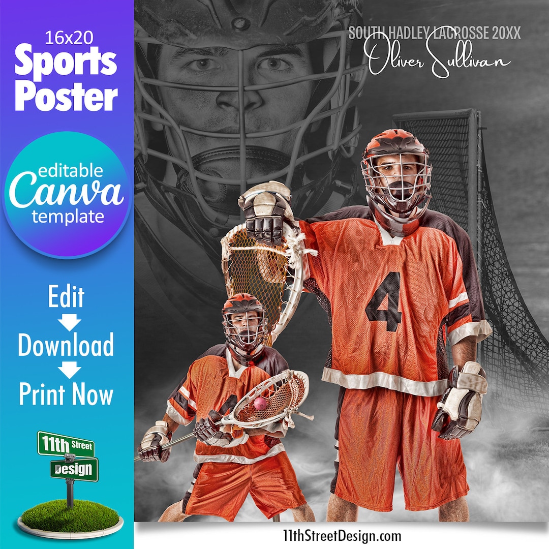 Lacrosse Poster Canva Template, Design Your Own Custom Senior Lacrosse ...