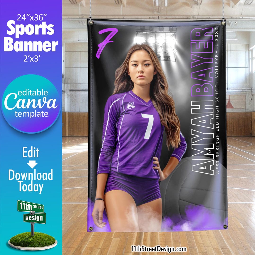 Volleyball Banner Canva Template, Design Your Own Custom Senior ...