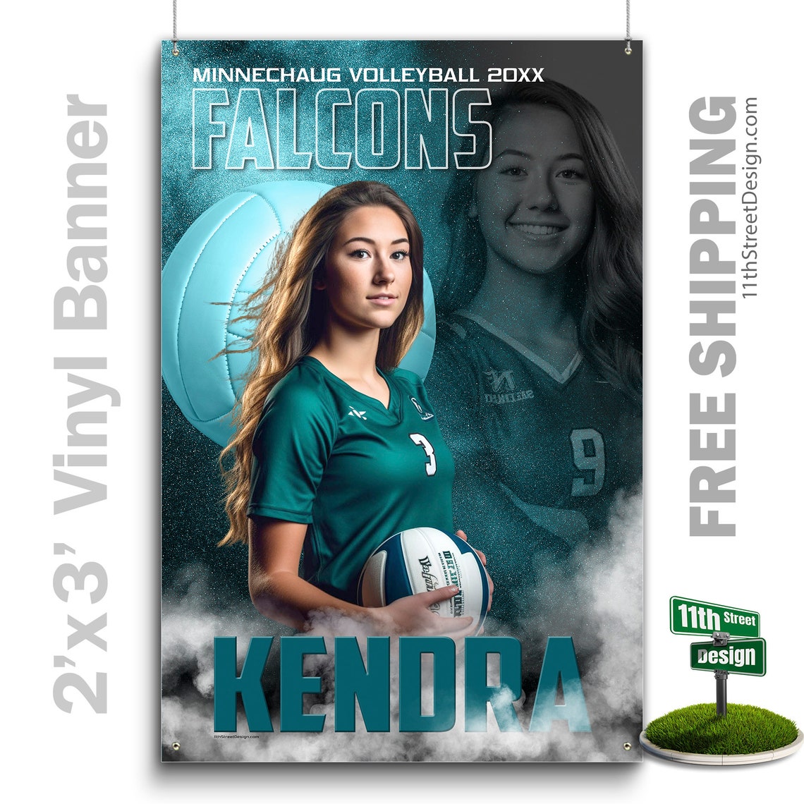 Custom-printed Vinyl Volleyball Banner, Weatherproof High School Senior ...