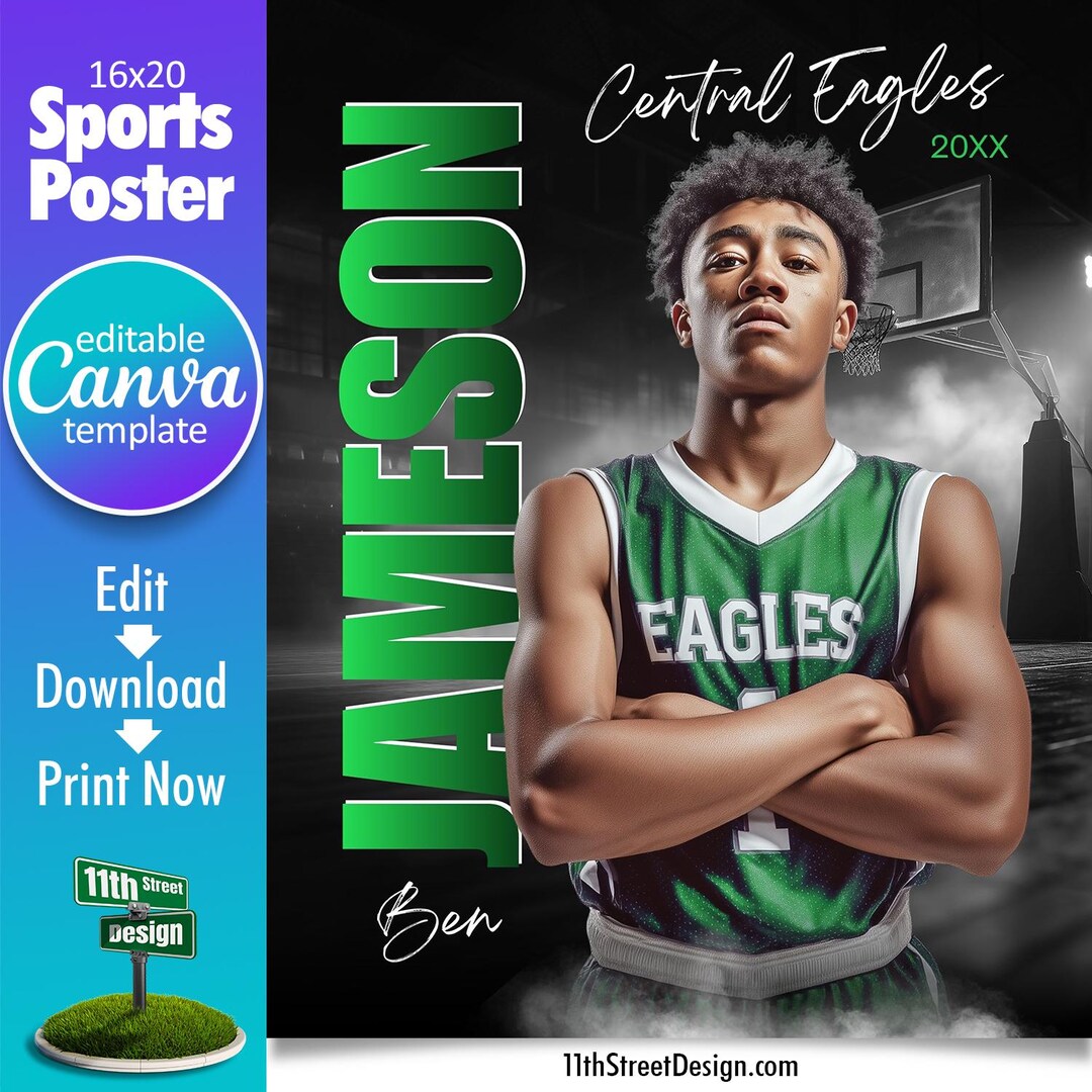 Basketball Poster Canva Template, Design Your Own Custom Senior ...
