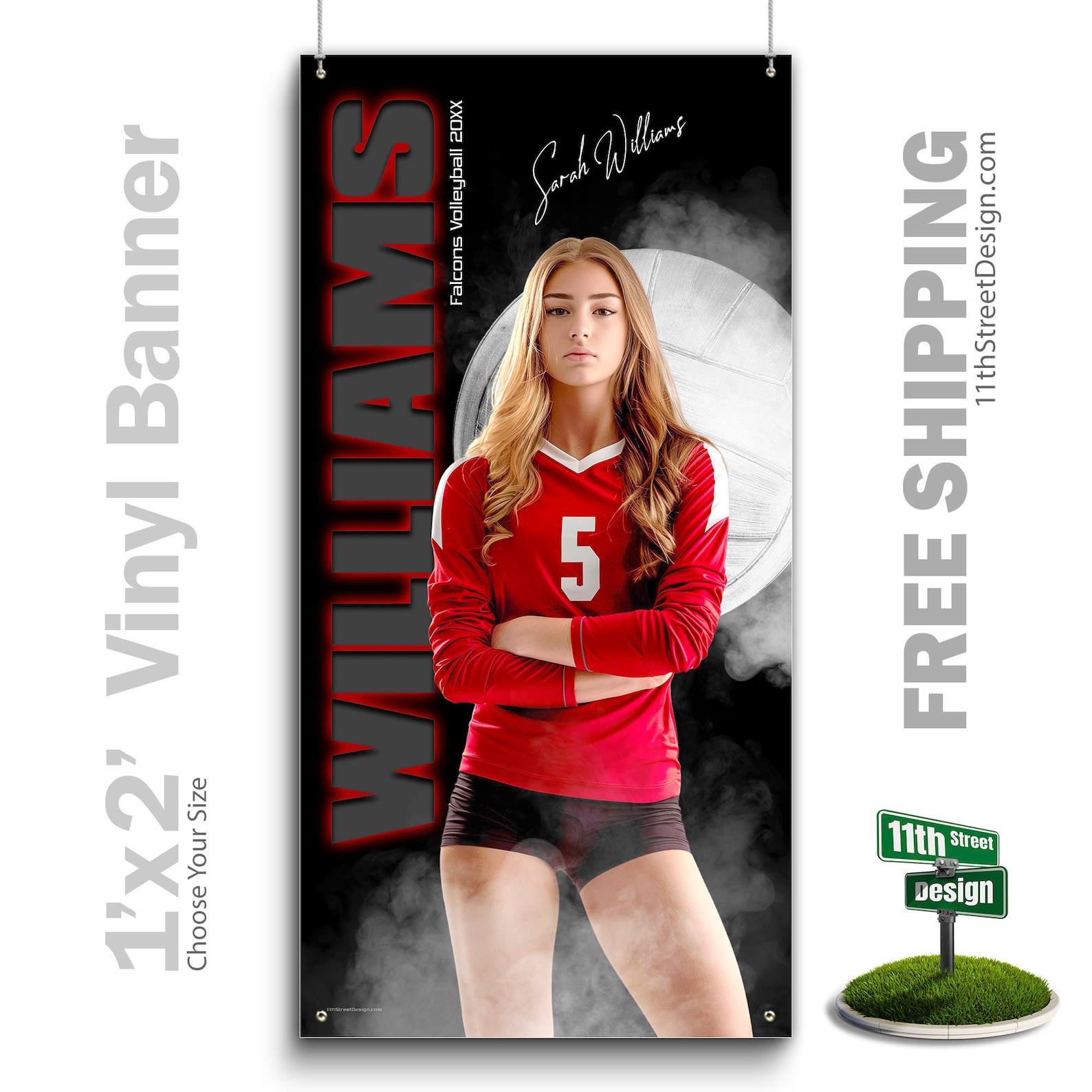 Custom-printed Vinyl Volleyball Banner, Weatherproof High School Senior ...