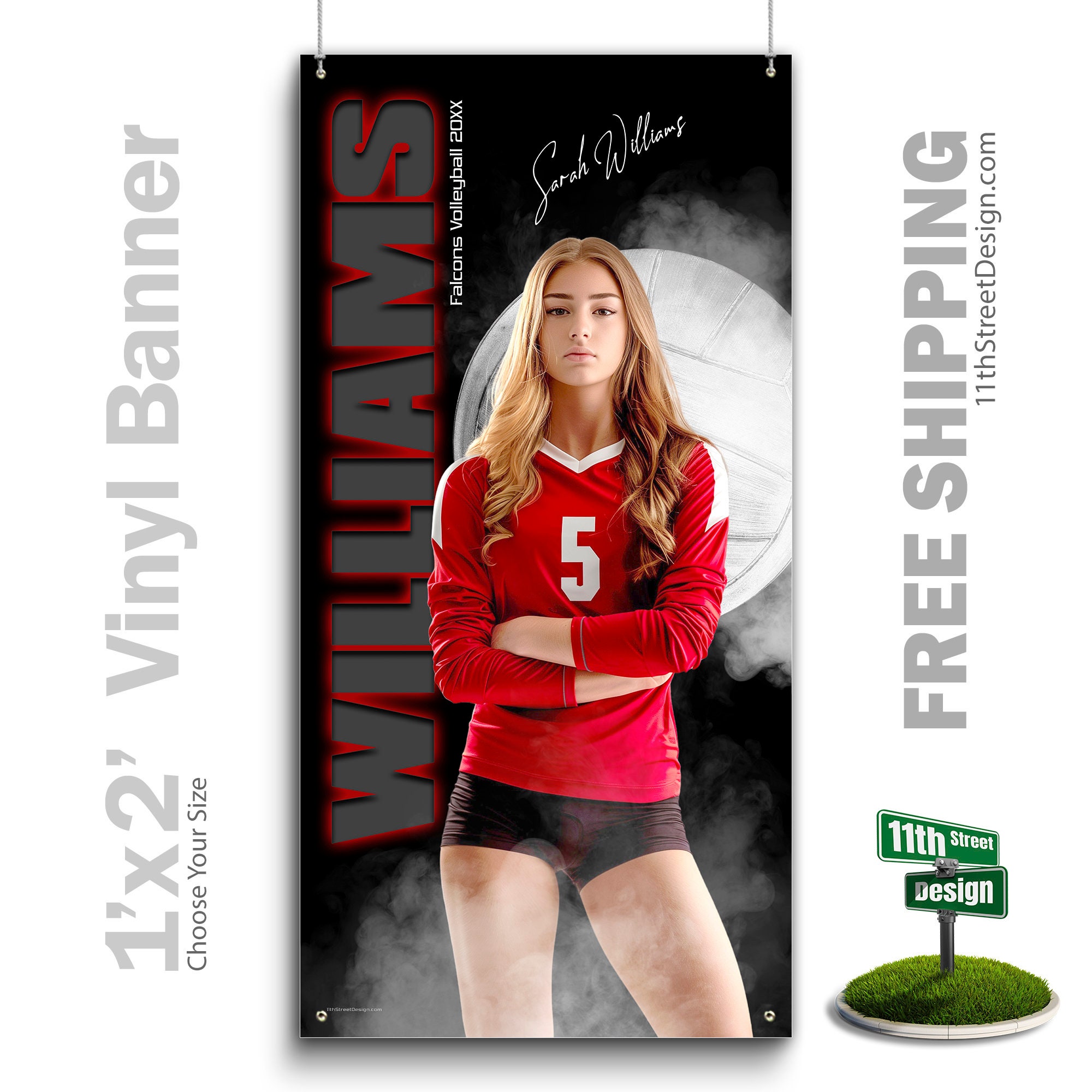 Custom-printed Vinyl Volleyball Banner, Weatherproof High School Senior ...