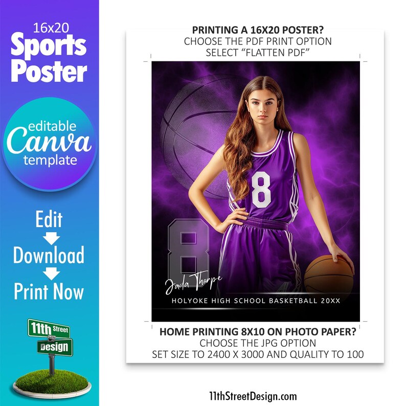 Basketball Poster Canva Template, Design Your Own Custom Senior ...