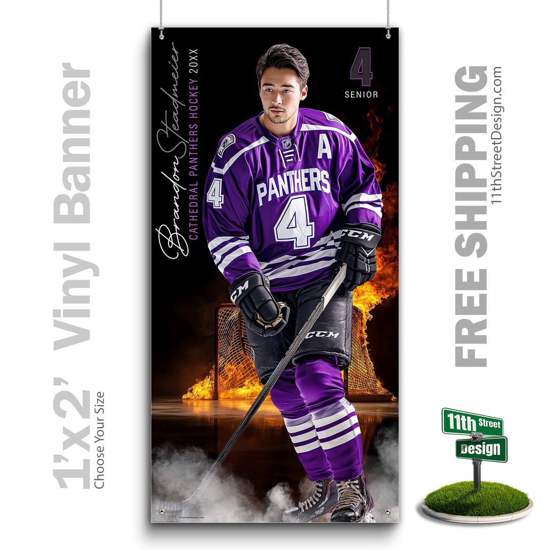 Custom-printed Vinyl Hockey Banner, Weatherproof High School Senior ...