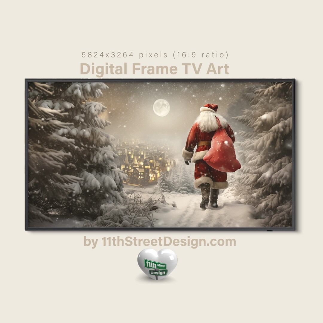 Artistic Santa Christmas Frame TV Art, Samsung TV Frame Art, Instant ...