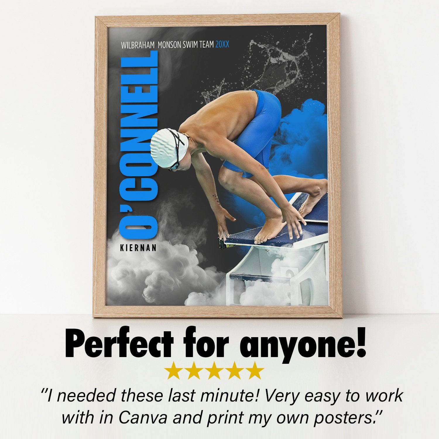Swimming Poster Canva Template, Design Your Own Custom Senior Swim Team ...