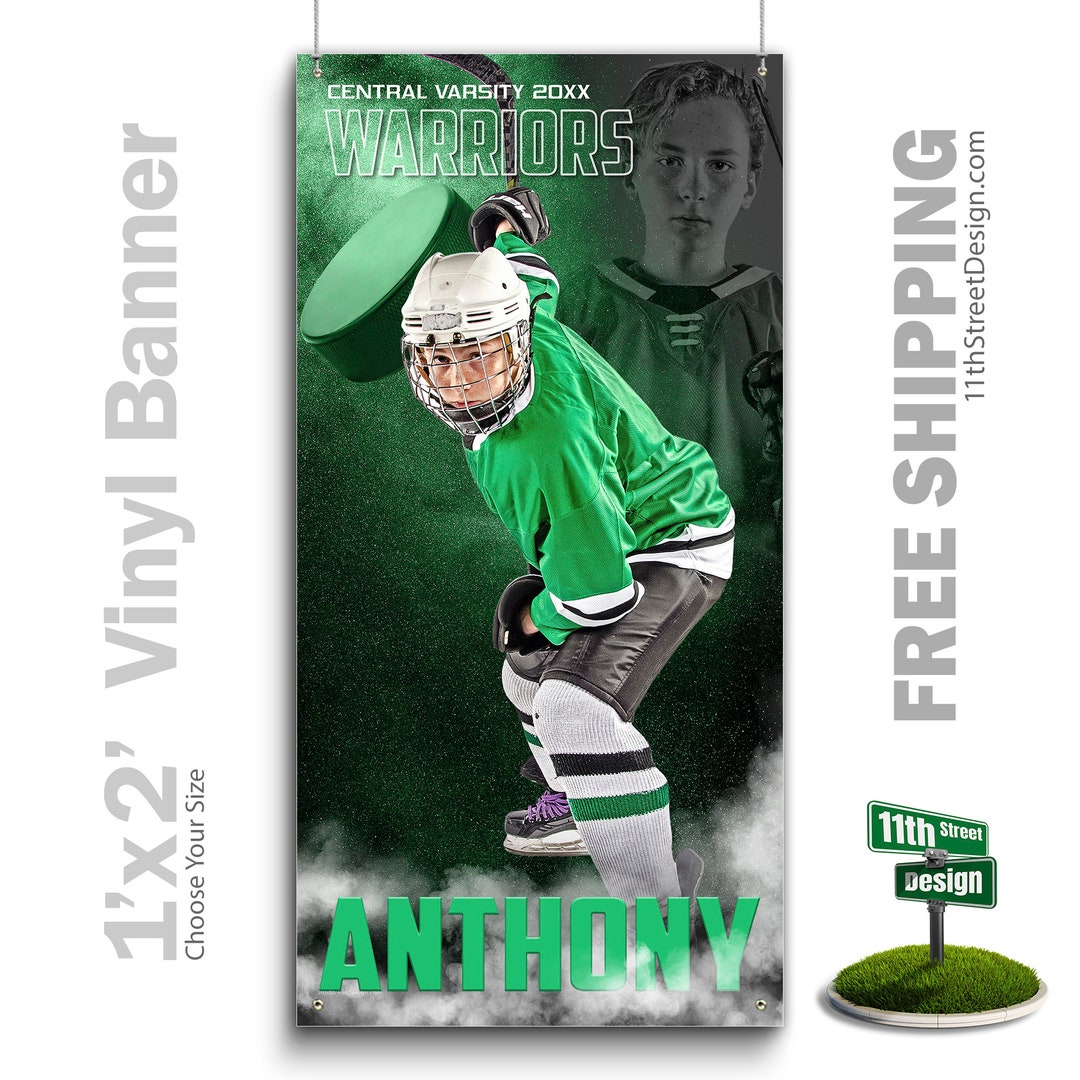 Custom-printed Vinyl Hockey Banner, Weatherproof High School Senior ...