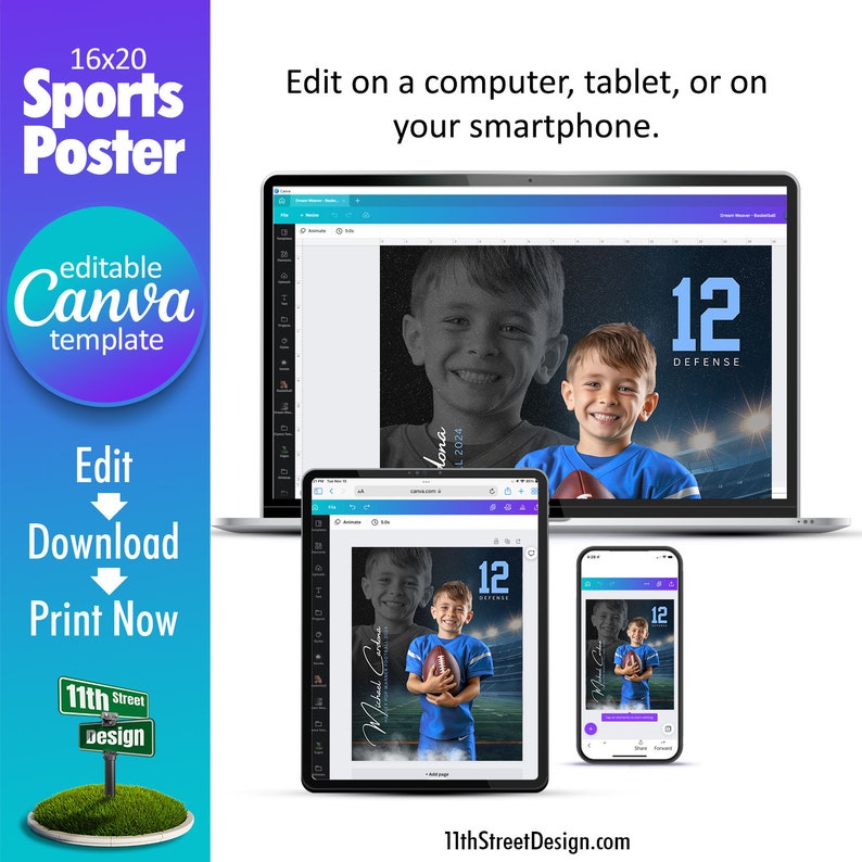 Football Poster Canva Template, Design Your Own Custom Senior Football ...