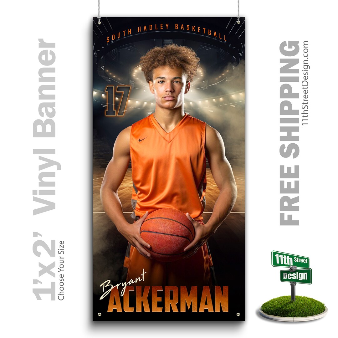Custom-printed Vinyl Basketball Banner, Weatherproof High School Senior ...