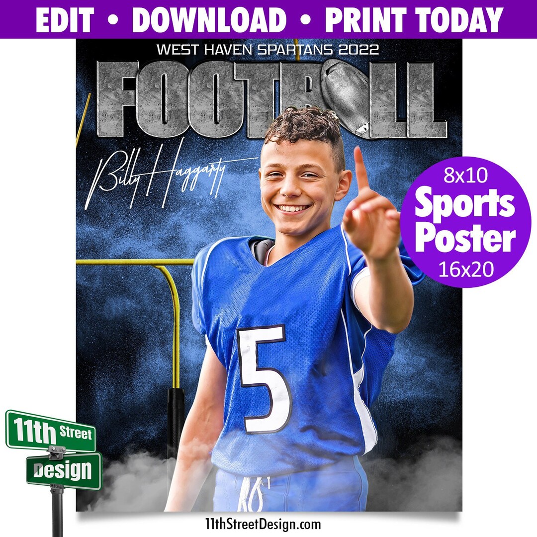 Personalized Football Printable Poster Football Mom Edit Now Online ...