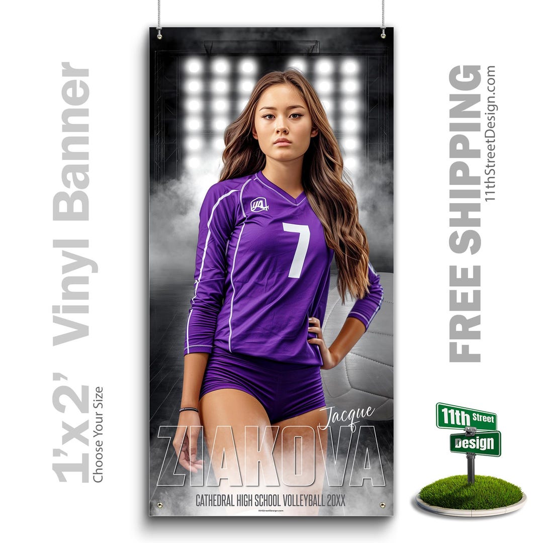 Custom-printed Vinyl Volleyball Banner, Weatherproof High School Senior ...