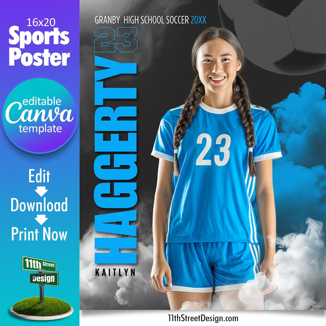 Soccer Poster Canva Template, Design Your Own Custom Senior Soccer Team ...