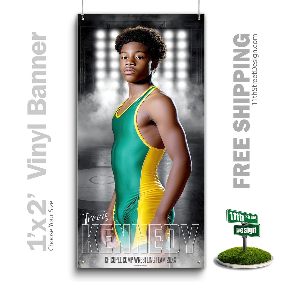 Custom-printed Vinyl Wrestling Banner, Weatherproof High School Senior ...