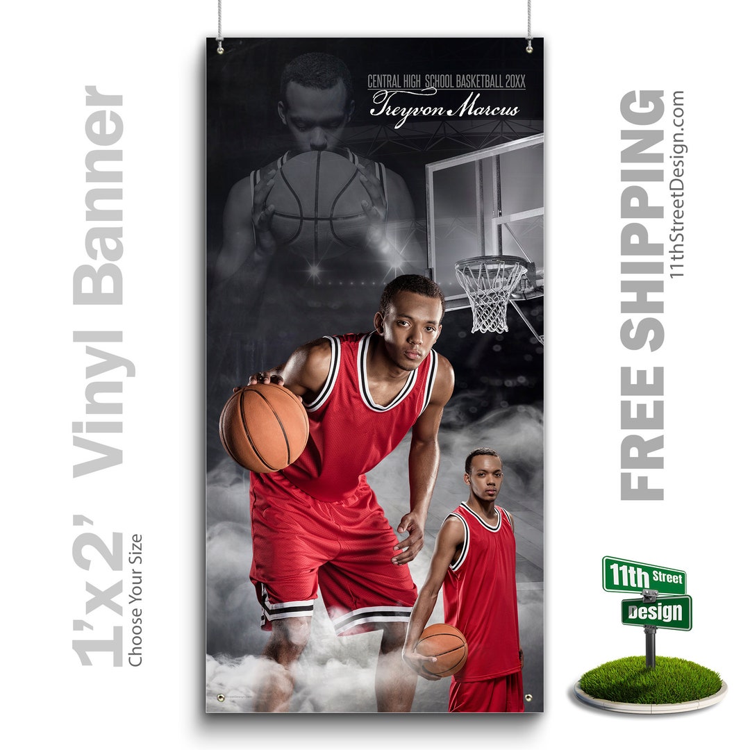 Custom-printed Vinyl Basketball Banner, Weatherproof High School Senior ...