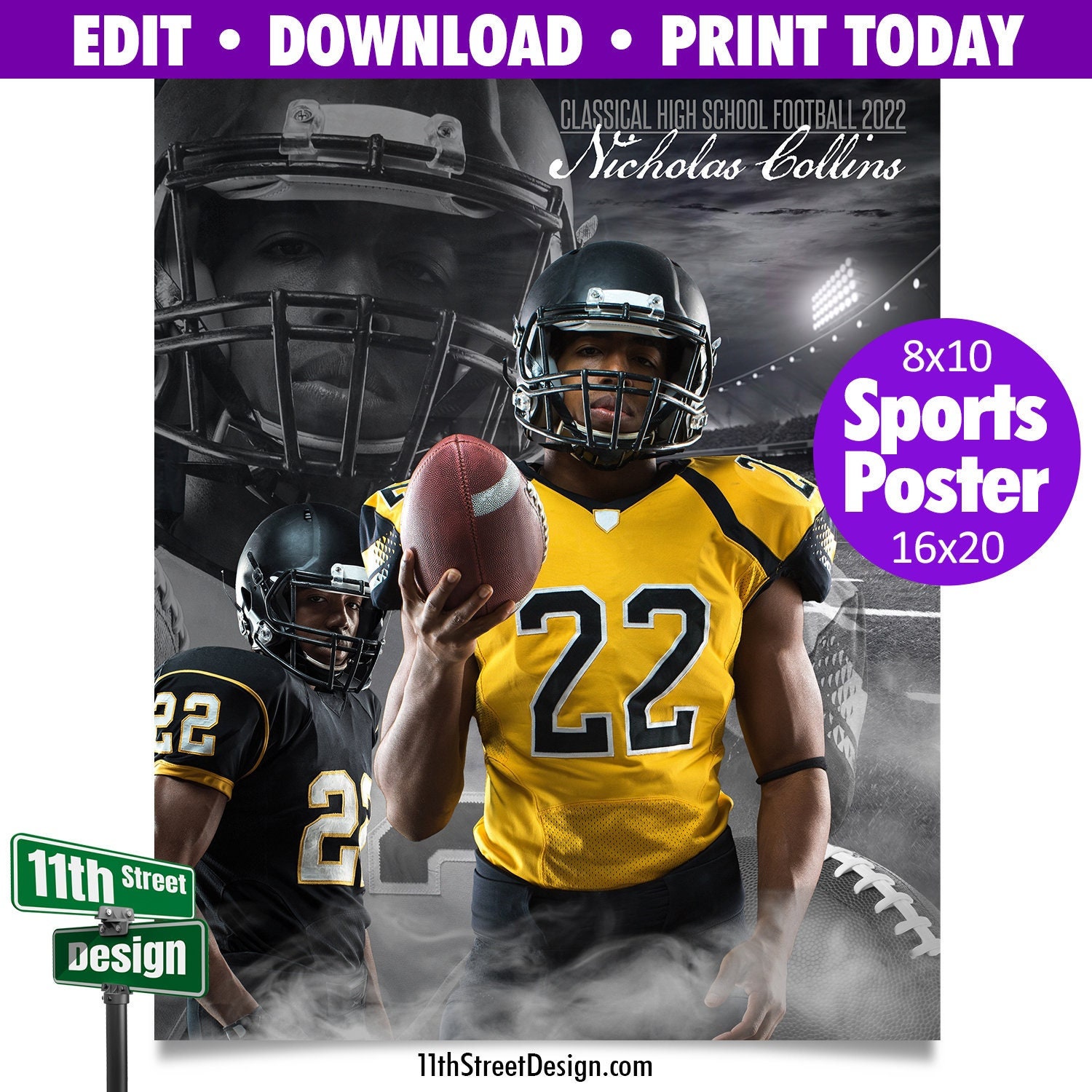 High School Football Player Posters